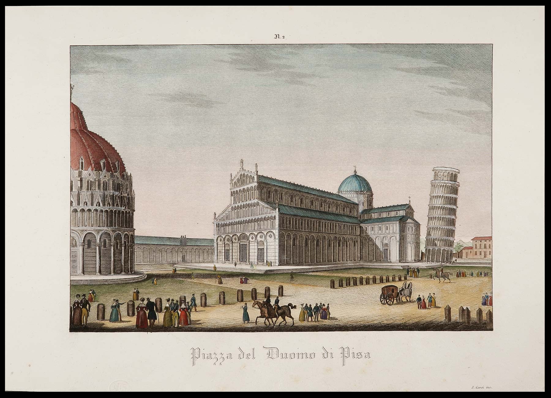 stampa antica piazza duomo pisa